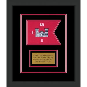 Engineer Corps 7” x 5” Guidon Design 75-D1-M2 Framed - Framed Guidons*